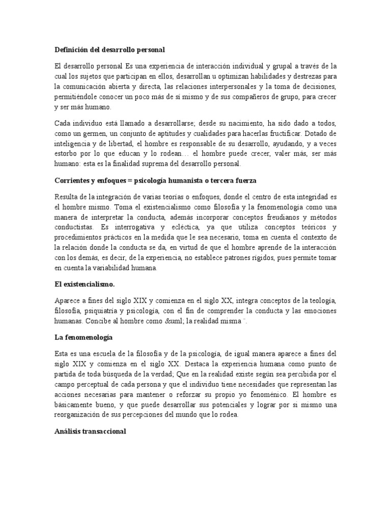Definición Del Desarrollo Personal | PDF | Desarrollo personal ...