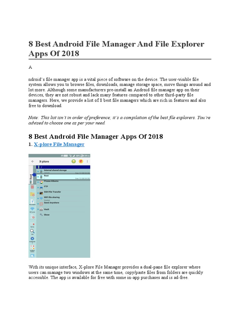 8 Best Android File Manager and File Explorer Apps of 2018 | PDF ...