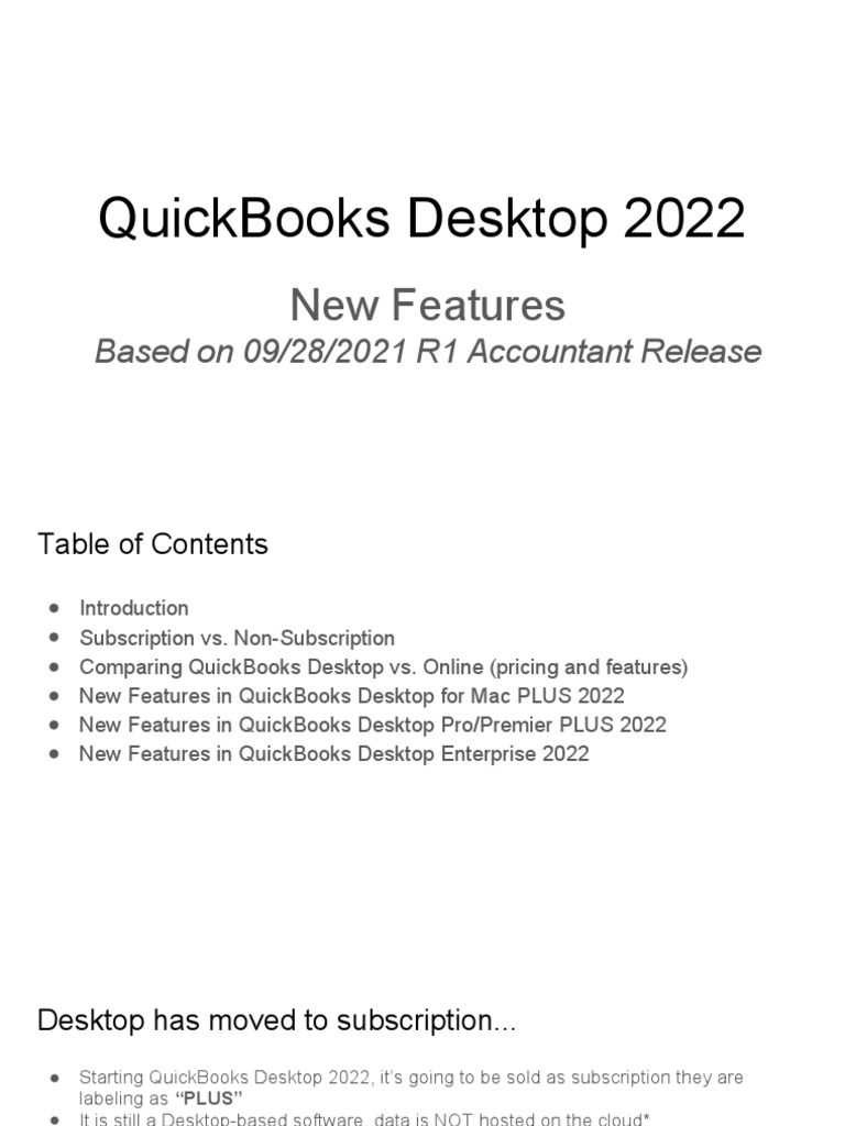 Quickbooks Desktop 2022: New Features | PDF | Quick Books | Information Age