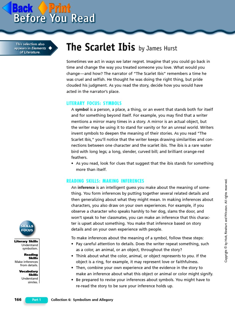 The Scarlet Ibis Whole Text 1-22 | PDF