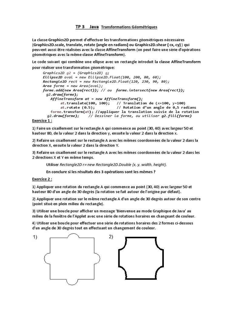 TP3 Java Transformations Géométriques | PDF | Géométrie | Géométrie