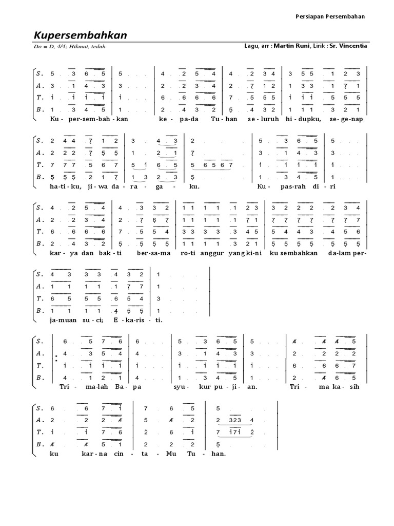 Kupersembahkan Martin Runi Sr. Vincentia Lagu Persembahan | PDF