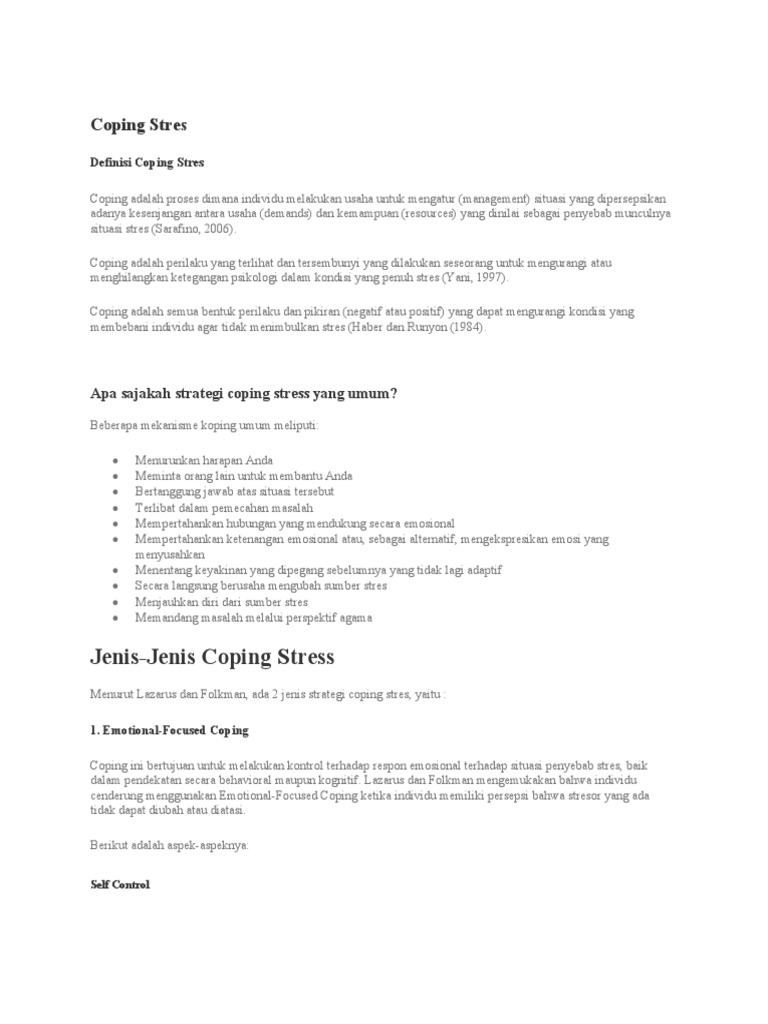 Pertemuan 4 Coping Stres-1 | PDF | Pengembangan Diri