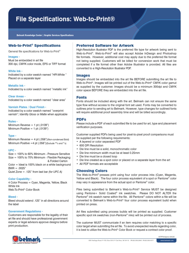 Web To Print Specifications | PDF | Adobe Photoshop | Adobe Illustrator
