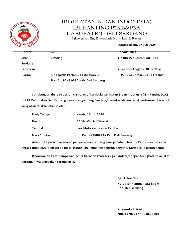 Ibi (Ikatan Bidan Indonesia) Ibi Ranting P2Kb&P3A Kabupaten Deli ...