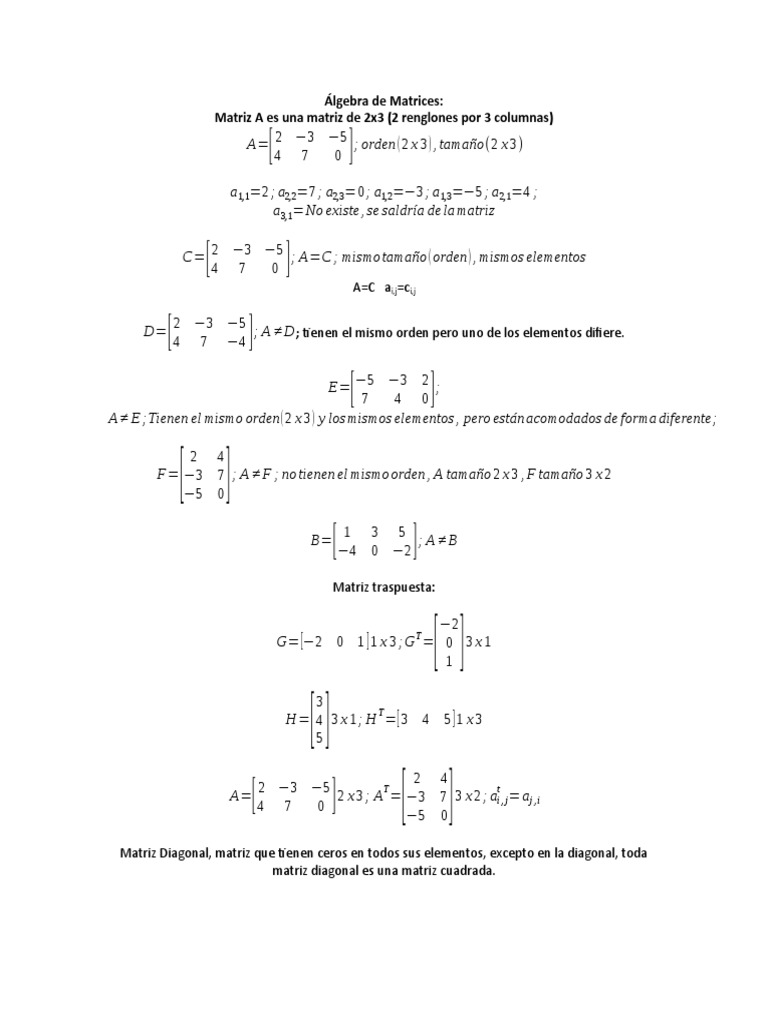 Matrices | PDF | Matriz (Matemáticas) | Análisis numérico