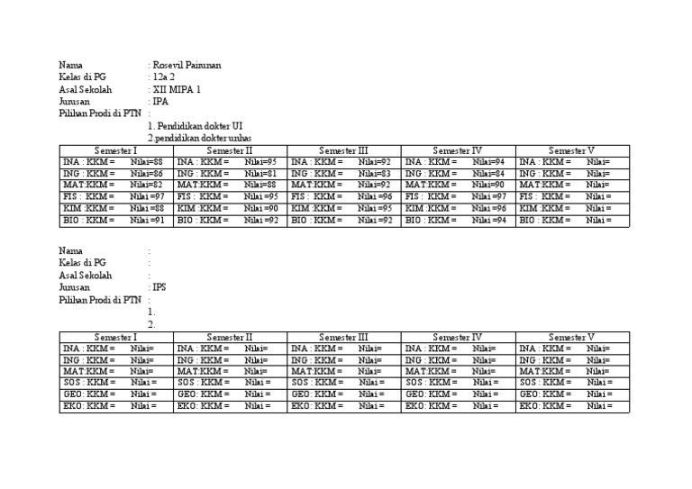 Form Isi SC SNMPTN | PDF