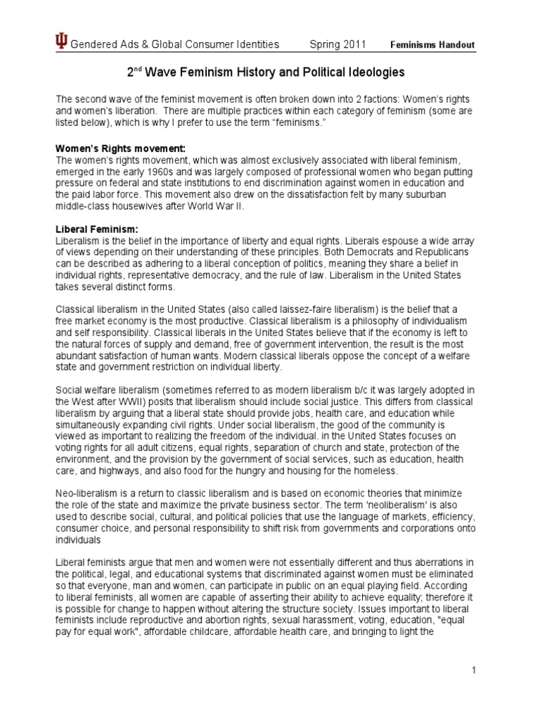 Second Wave Feminism Handout | PDF | Feminism | Gender Studies