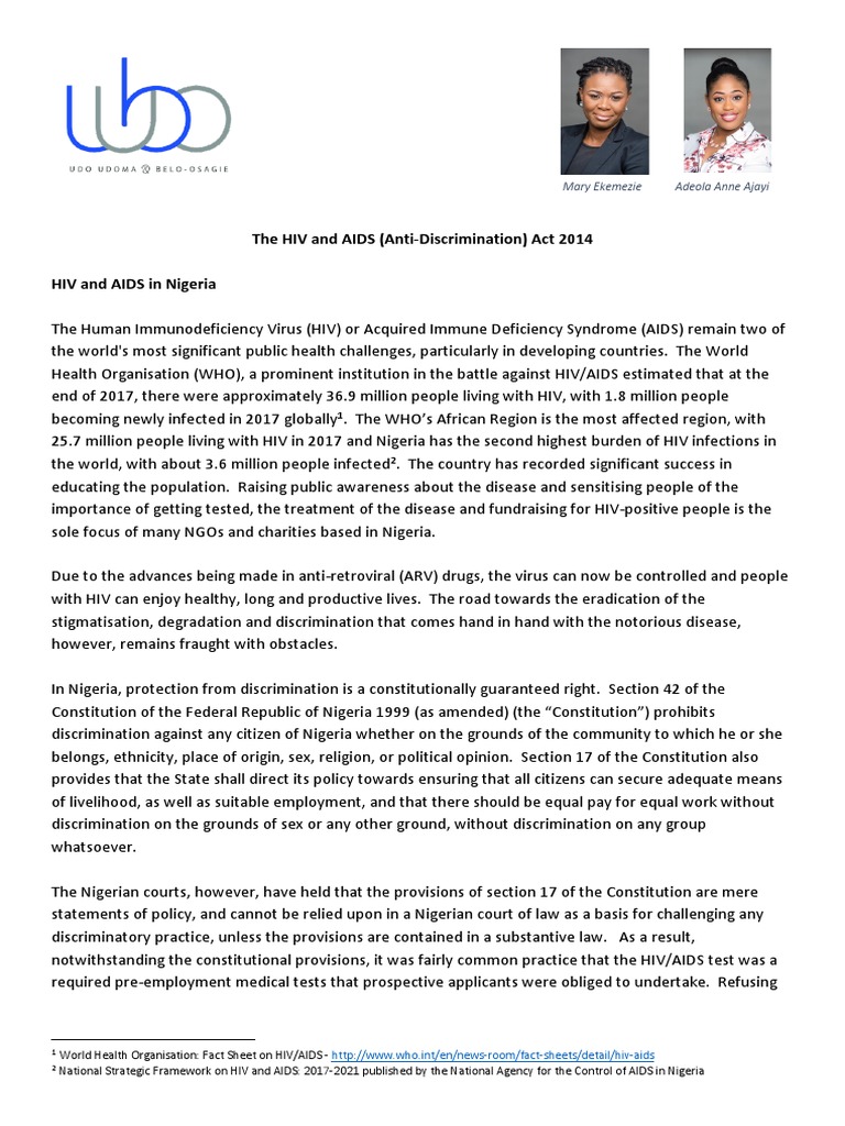 Nigeria's Laws Protecting HIV-Positive Employees from Workplace ...