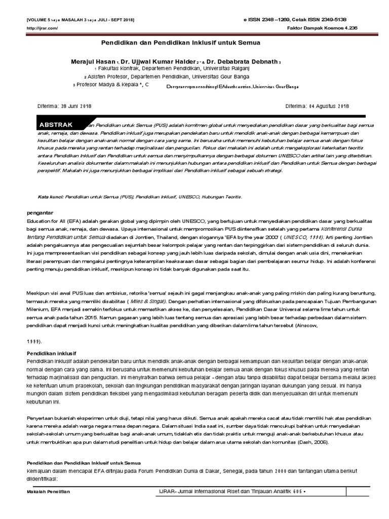 Pendidikan Inklusif dan EFA | PDF