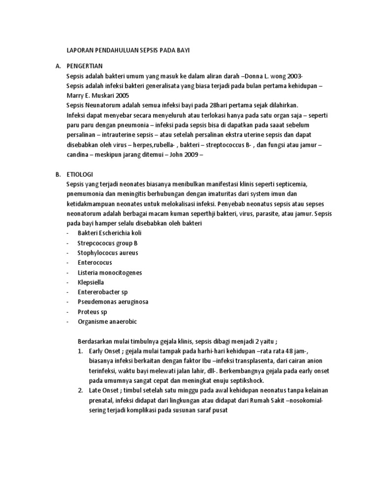 Sepsis Neonatorum: Gejala dan Penanganan | PDF