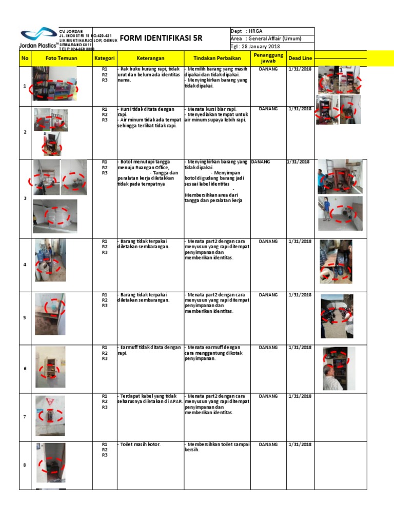 Form Identifikasi 5R HRGA Januari 2018 | PDF