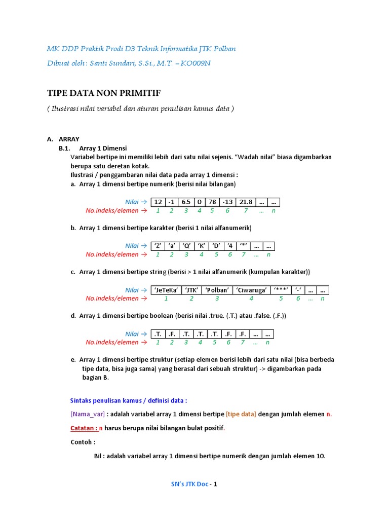 TIPE DATA NON PRIMITIF Dan OPERASI ASSIGNMENTnya | PDF | Metode & Bahan ...