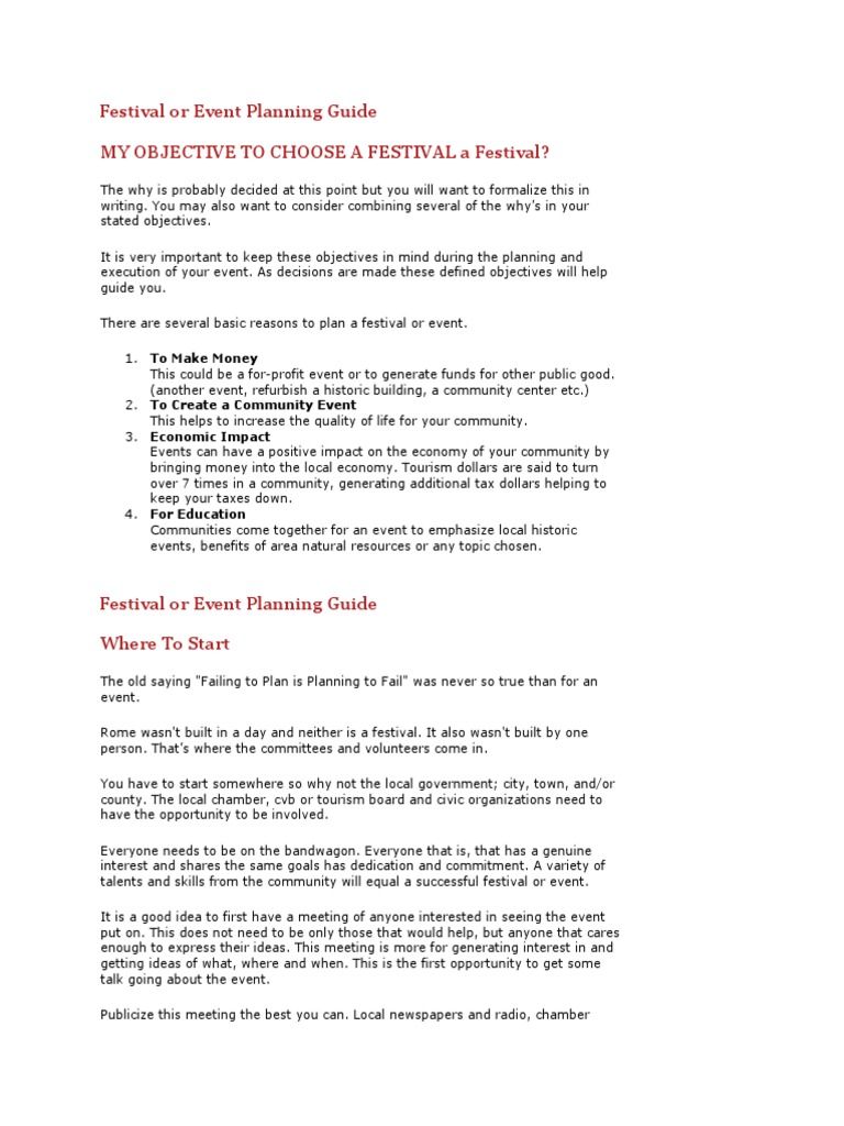 Festival or Event Planning Guide | PDF | Advertising | Sponsor (Commercial)