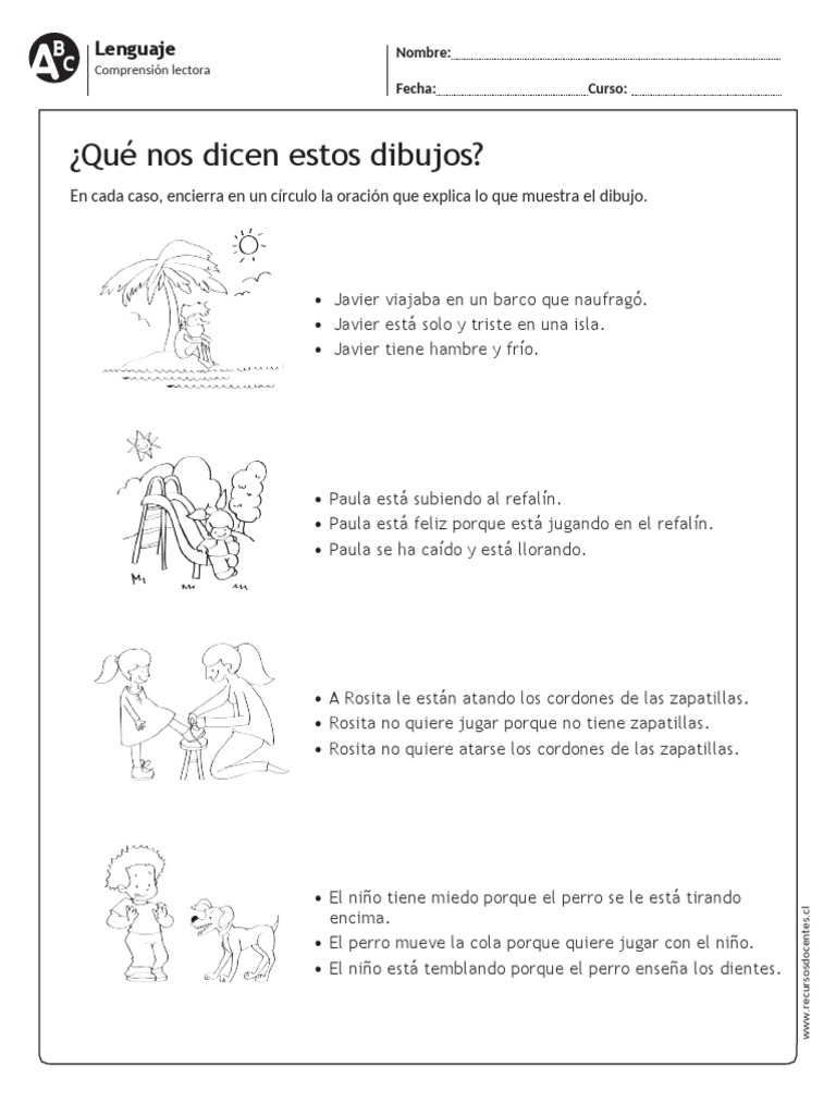 Comprensión Lectora con Dibujos | PDF