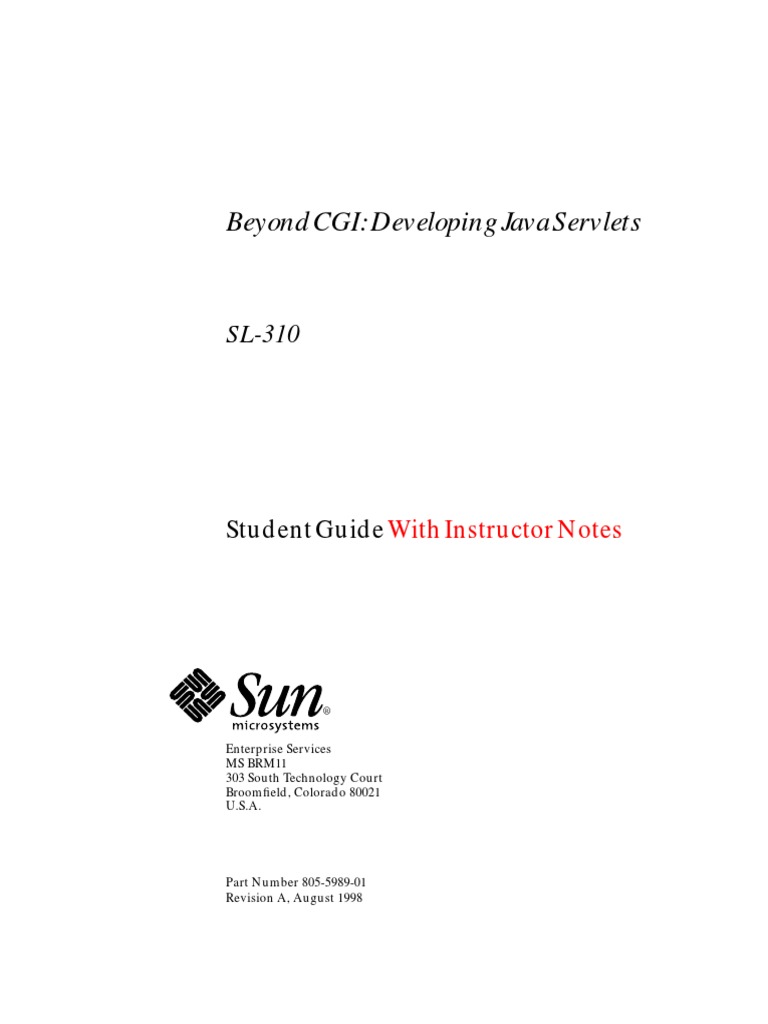 SL310 - Beyond CGI Developing Java Servlets - Ig - 0898 | PDF | Java (Programming Language ...