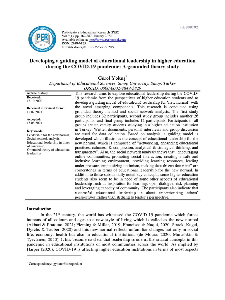Educational Leadership Model for COVID-19 | PDF | Leadership | Theory