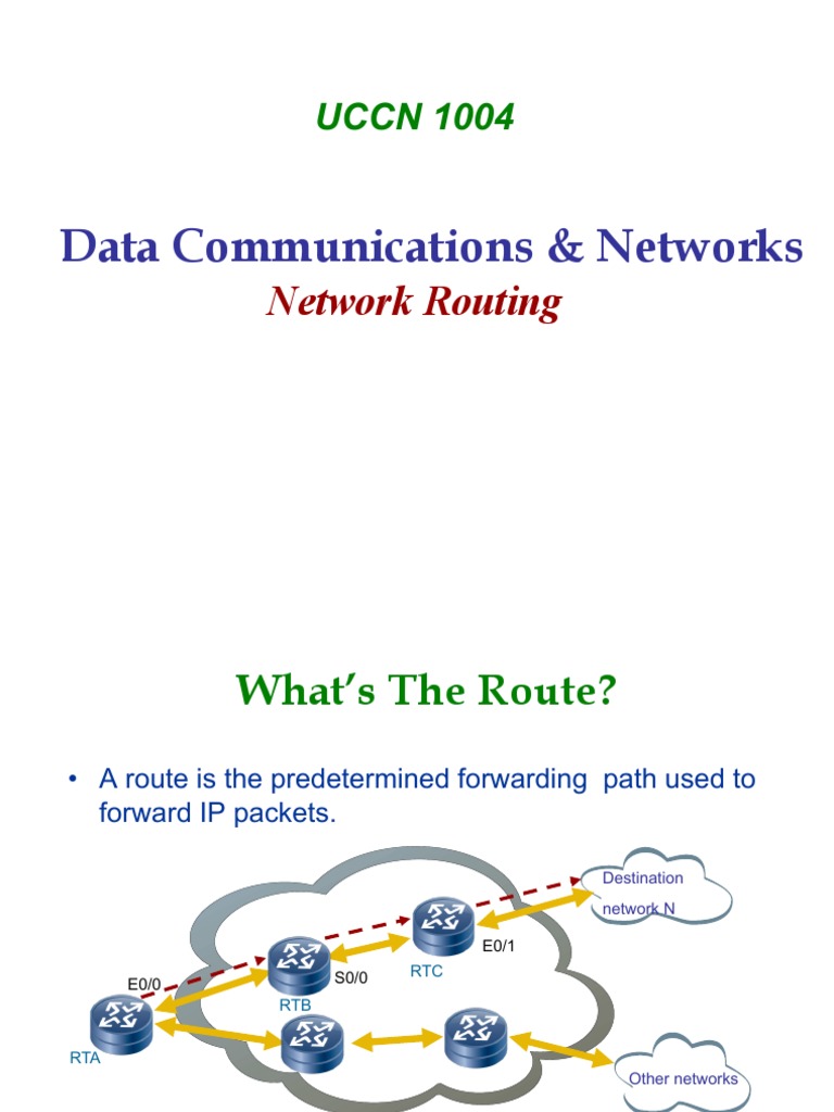 UCCN1004 - Lect5 - Network Routing | PDF | Routing | Router (Computing)
