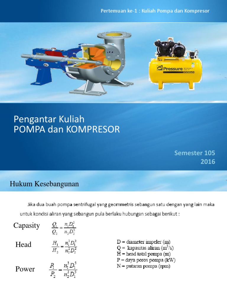Pompa Dan Kompresor v-VI - SMT 105 - Pemilihan Pompa Dan Kavitasi | PDF | Metode & Bahan Ajar