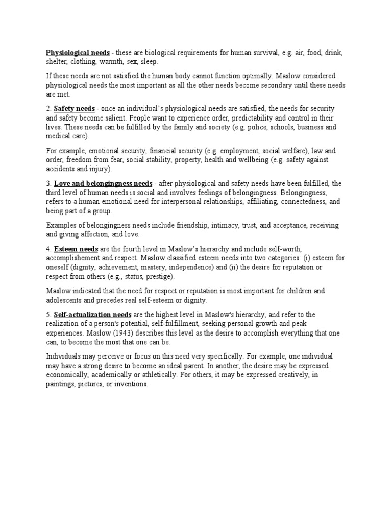 Physiological Needs - These Are Biological Requirements For Human ...