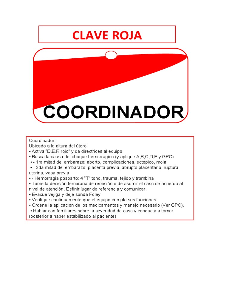 Manejo de Clave Roja en Obstetricia | PDF | El embarazo ...