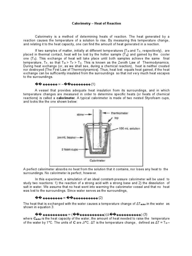 Calorimetry: Measuring Reaction Heats | PDF | Heat | Mole (Unit)