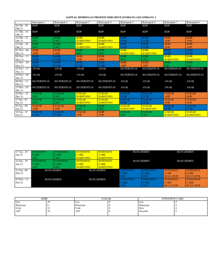 Jadwal Bimbingan Profesi Ners 2021 | PDF