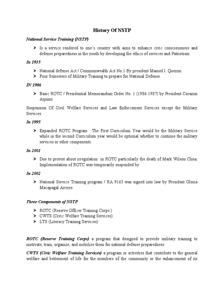 History of NSTP, Three Components of NSTP, Vision, Mission, Core Values ...