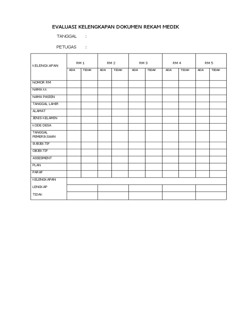 Checklist Kelengkapan Isi RM | PDF