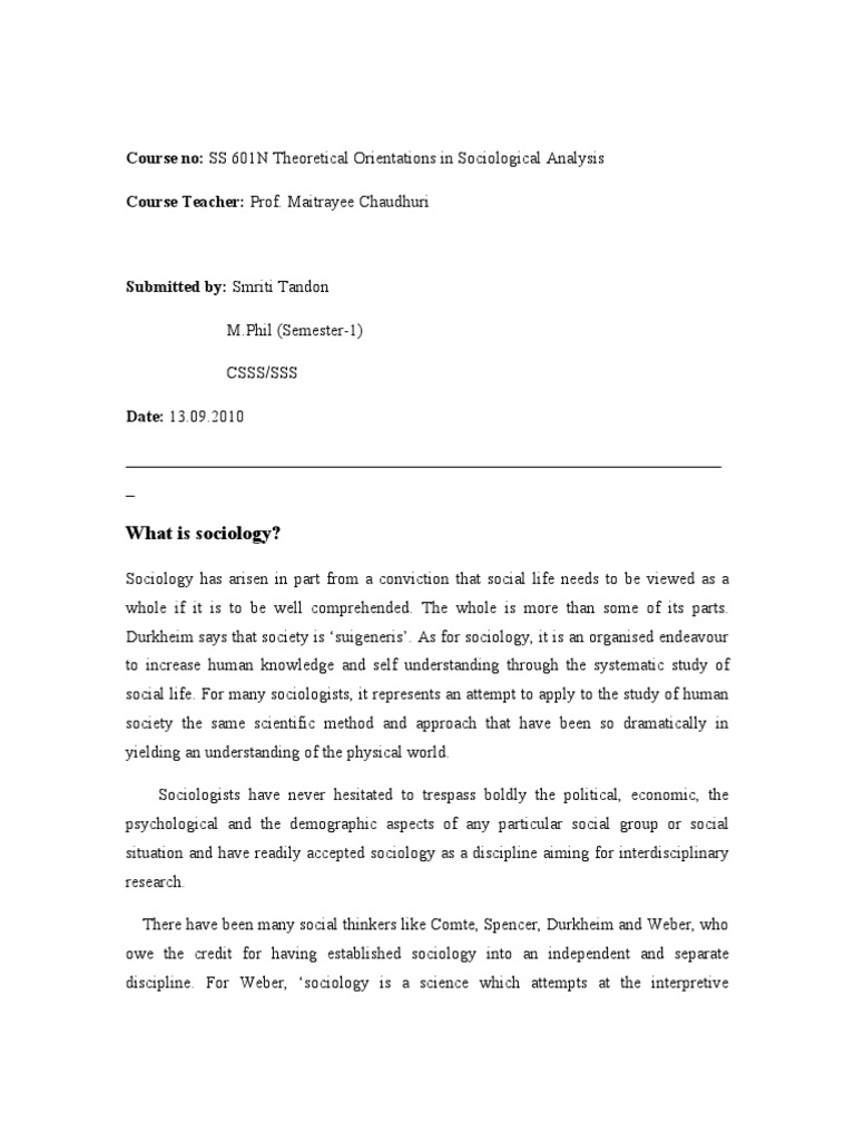 Assignment.. What Is Sociology | PDF | Émile Durkheim | Sociology