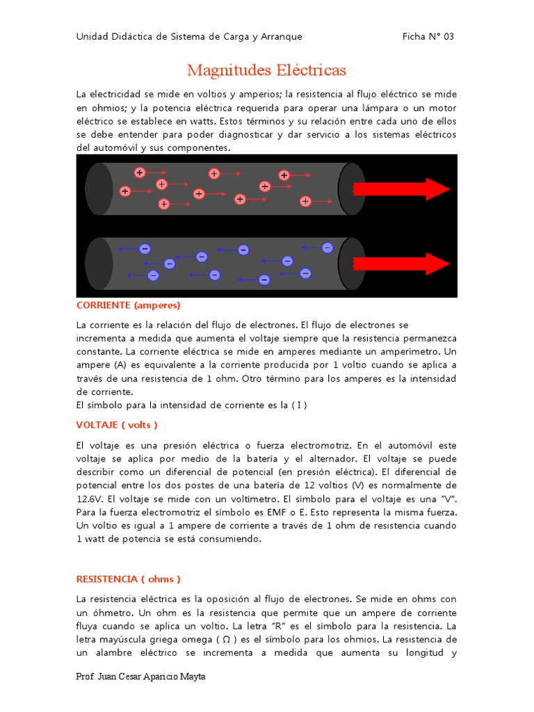 Ficha #003 Magnitudes Eléctricas. | PDF | Resistencia Eléctrica y ...