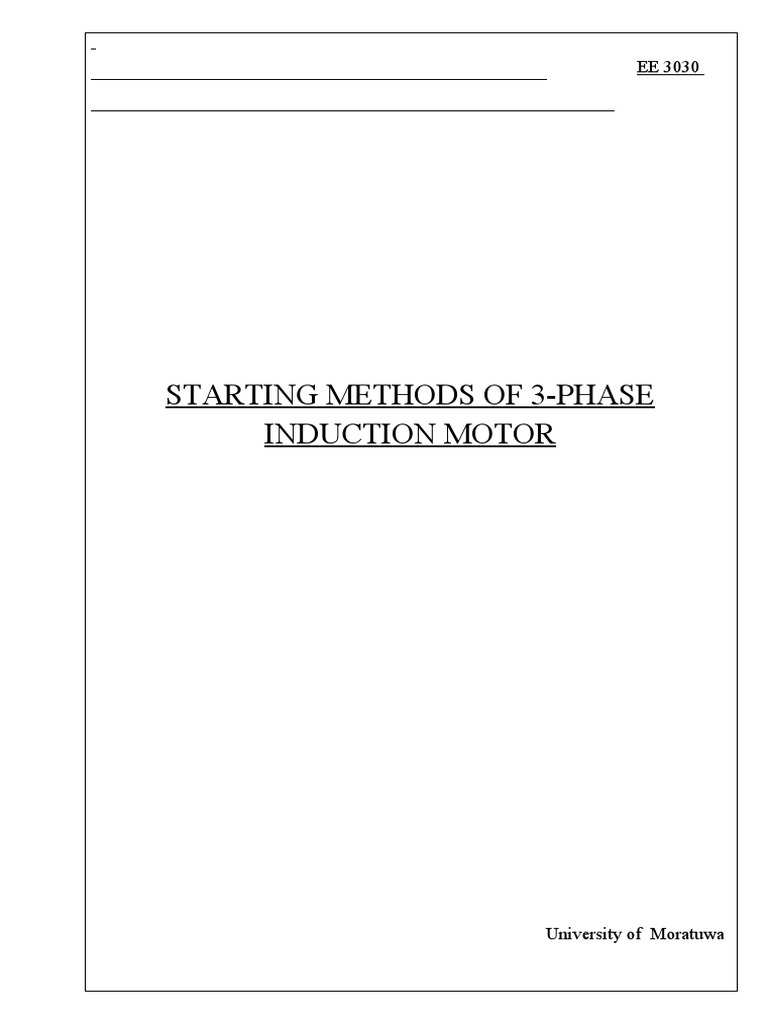 Starting Methods Of 3 Phase Induction Motor Pdf Electric Motor