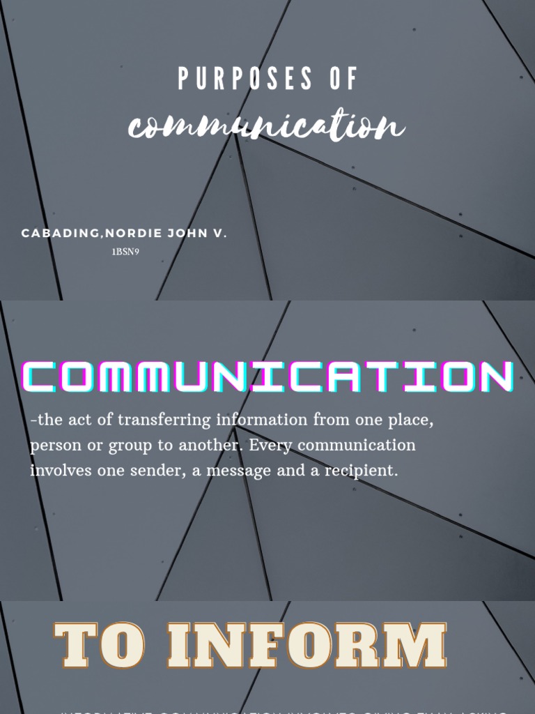 Purposes of Communication Explained | PDF
