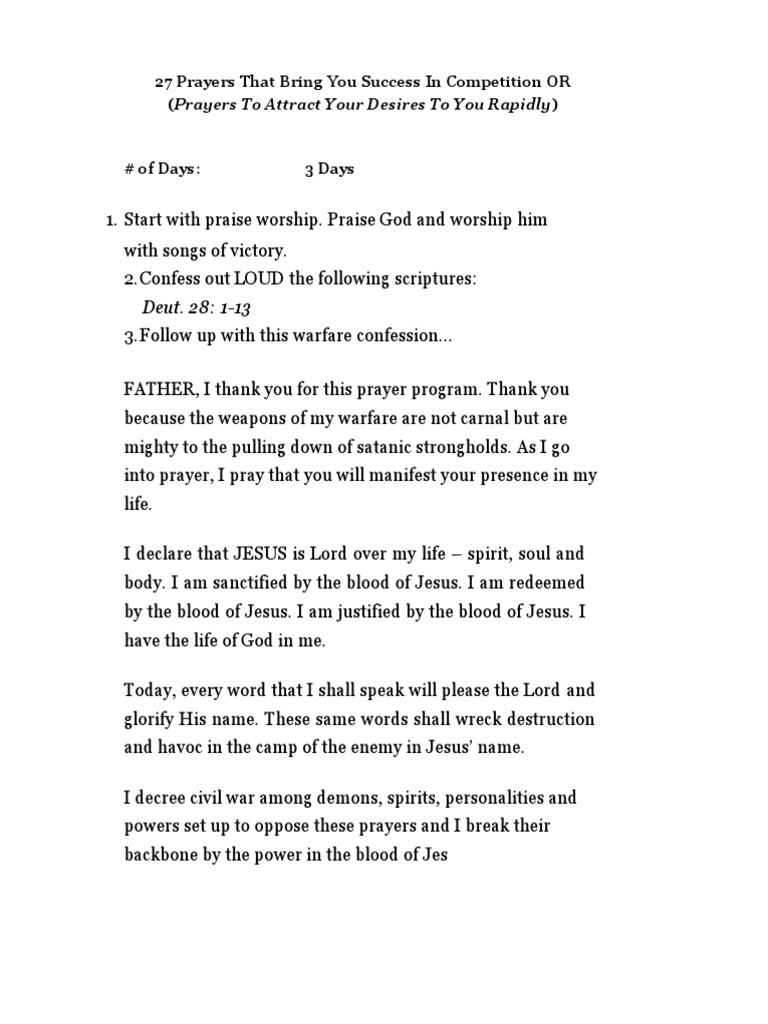 27 Prayers That Bring You Success in Competition OR | PDF | Prayer | Jesus