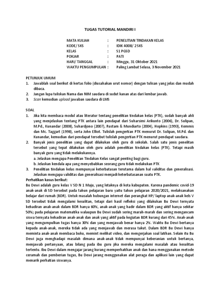 Tugas Tutorial Mandiri I PTK PGSD | PDF
