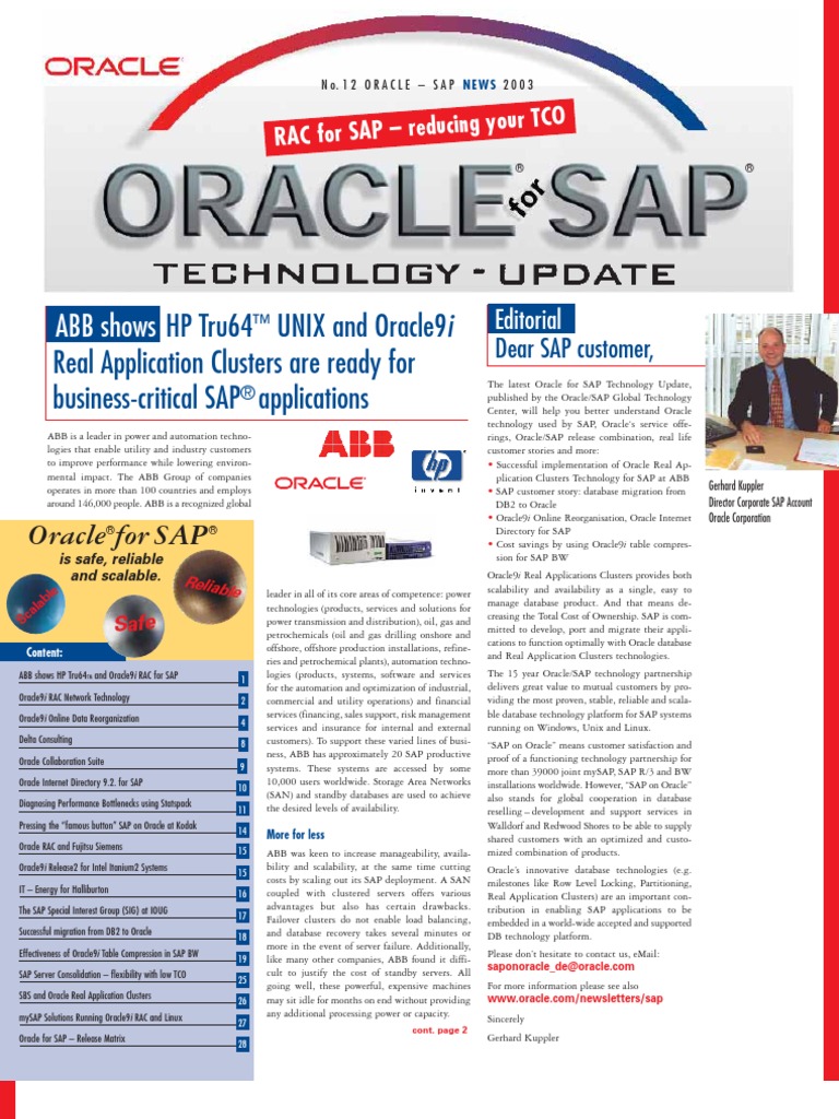 ABB Shows: HP Tru64 UNIX and Oracle9i Real Application Clusters Are Ready For Business-Critical ...