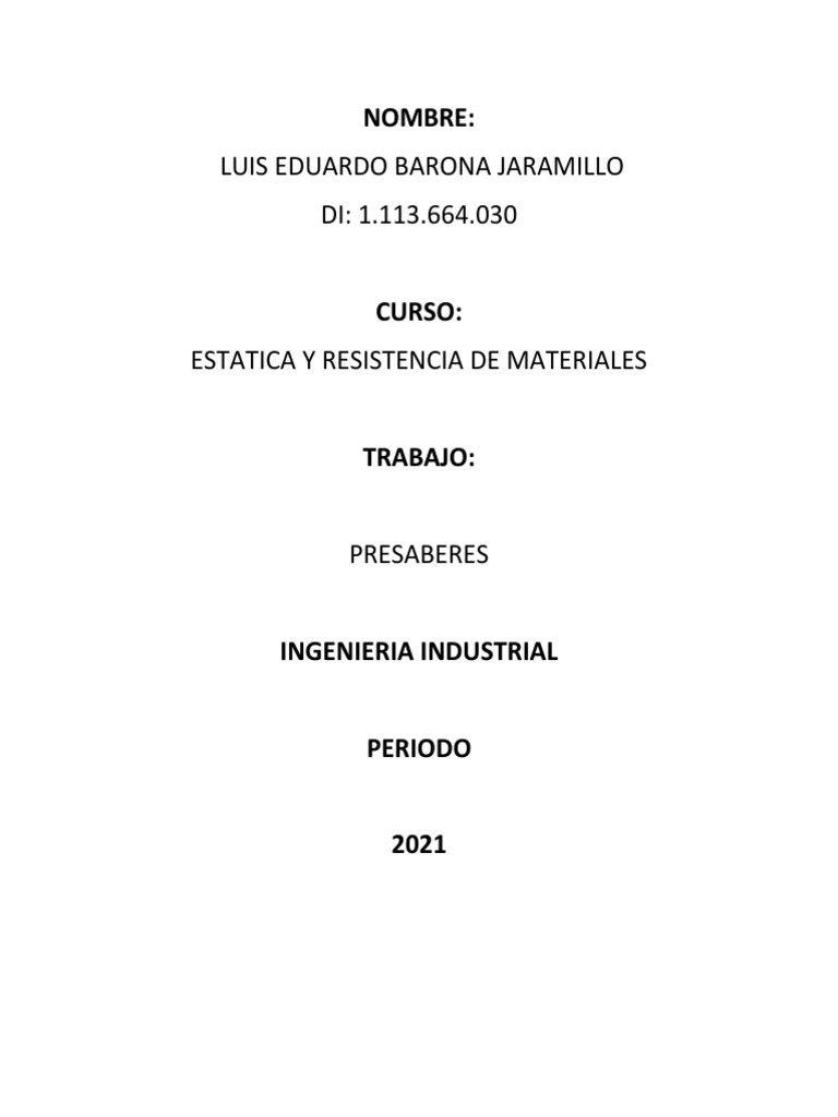 Trabajo de Estatica y Resistencia | PDF