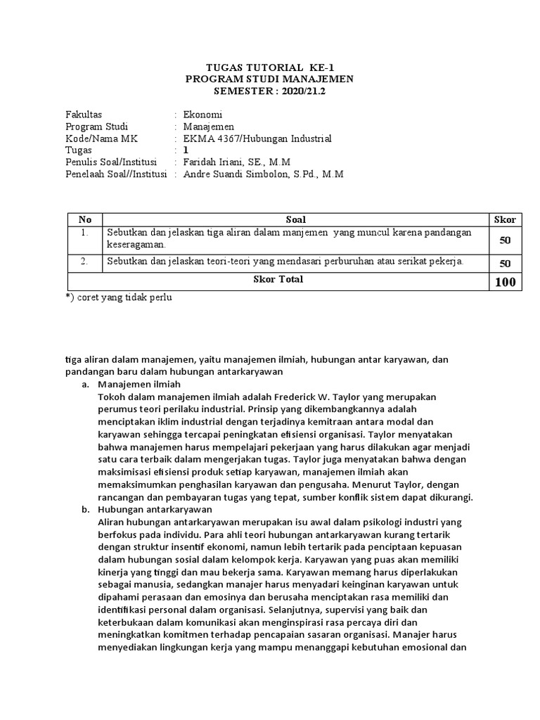 Tugas 2 Hubungan Industrial | PDF | Karier & Perkembangan