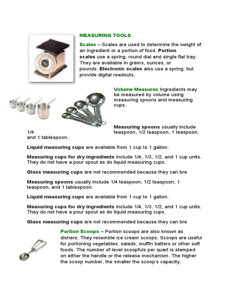 Measuring Tools Scales | PDF | Knife | Kitchen Utensil