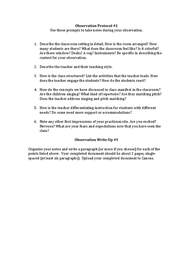 Observation Protocol #1 | PDF | Career & Growth