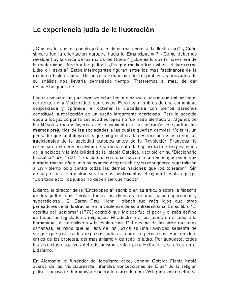 La Experiencia Judía de La Ilustración | Descargar gratis PDF | Judios ...