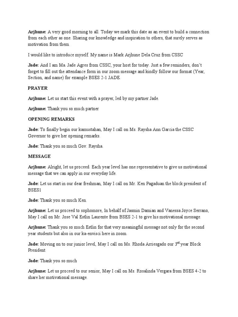 Script For Kamustahan Final | PDF