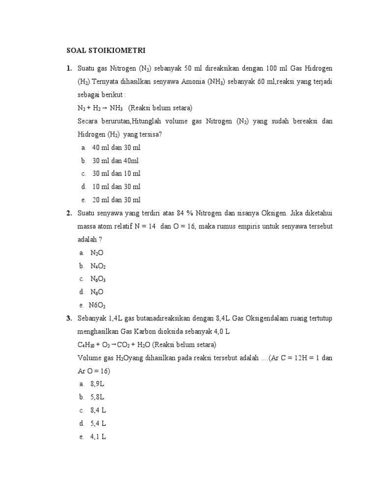 Soal Stoikiometri Kel 2 | PDF