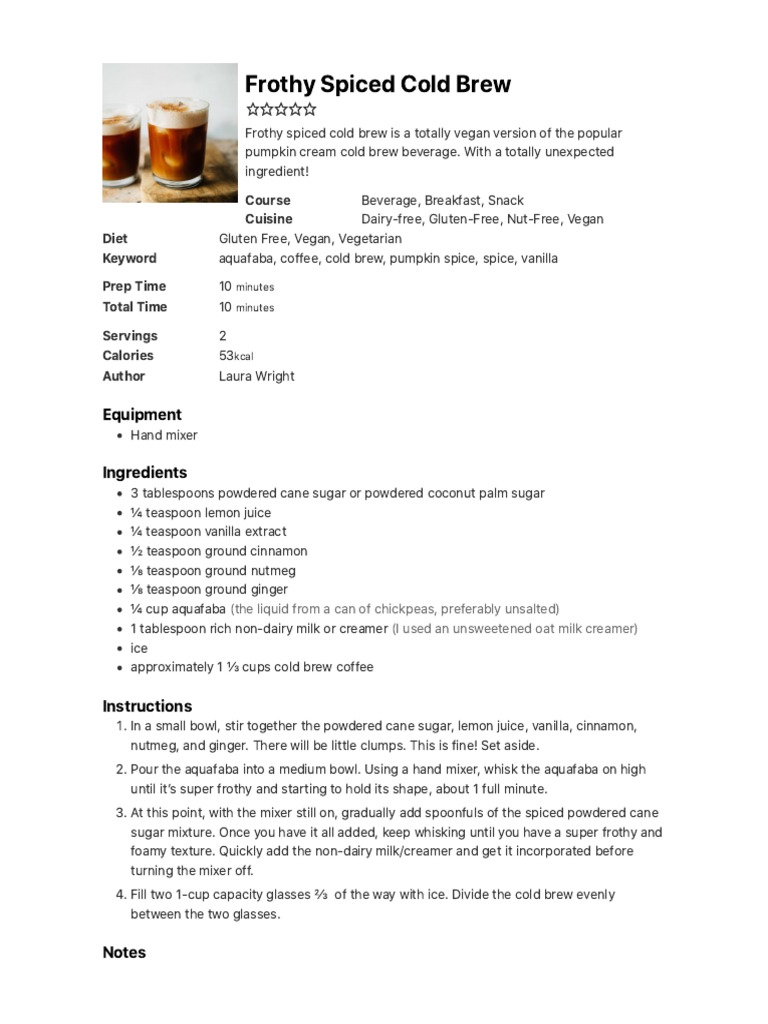 Frothy Spiced Cold Brew - The First Mess | PDF | Teaspoon | Drink