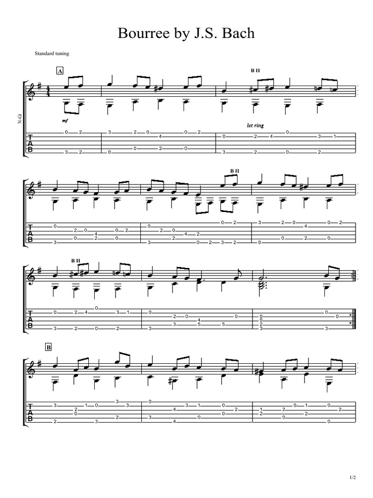 Bourree by J.S. Bach: Standard Tuning | PDF
