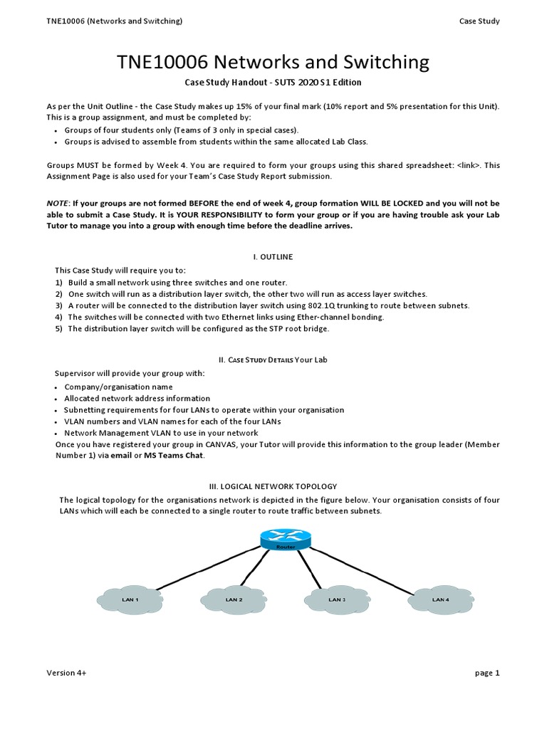 TNE10006 Networks and Switching: Case Study Handout - SUTS 2020 S1 ...