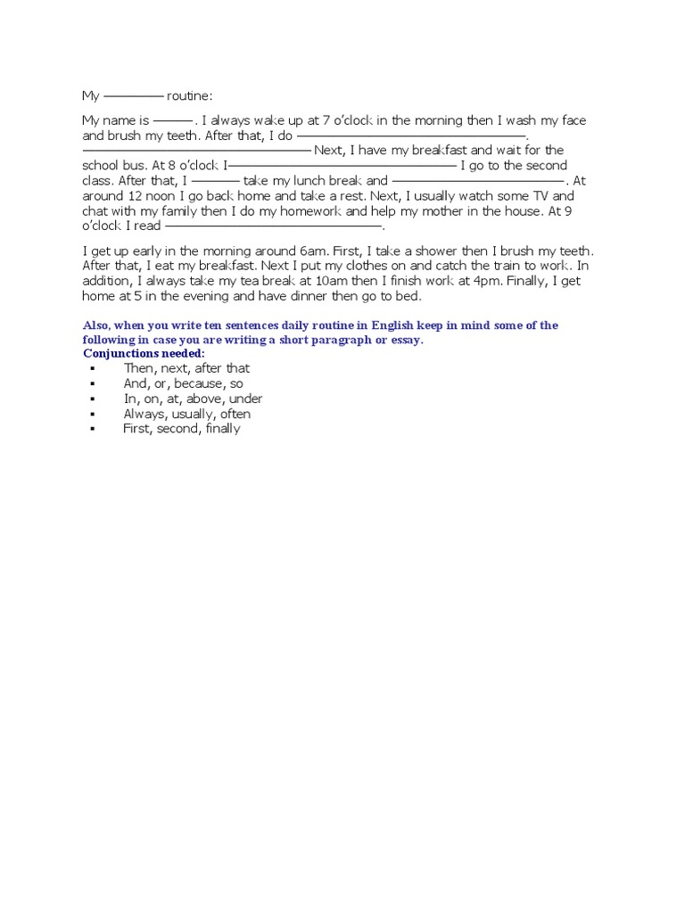 Contoh Daily Routine | PDF