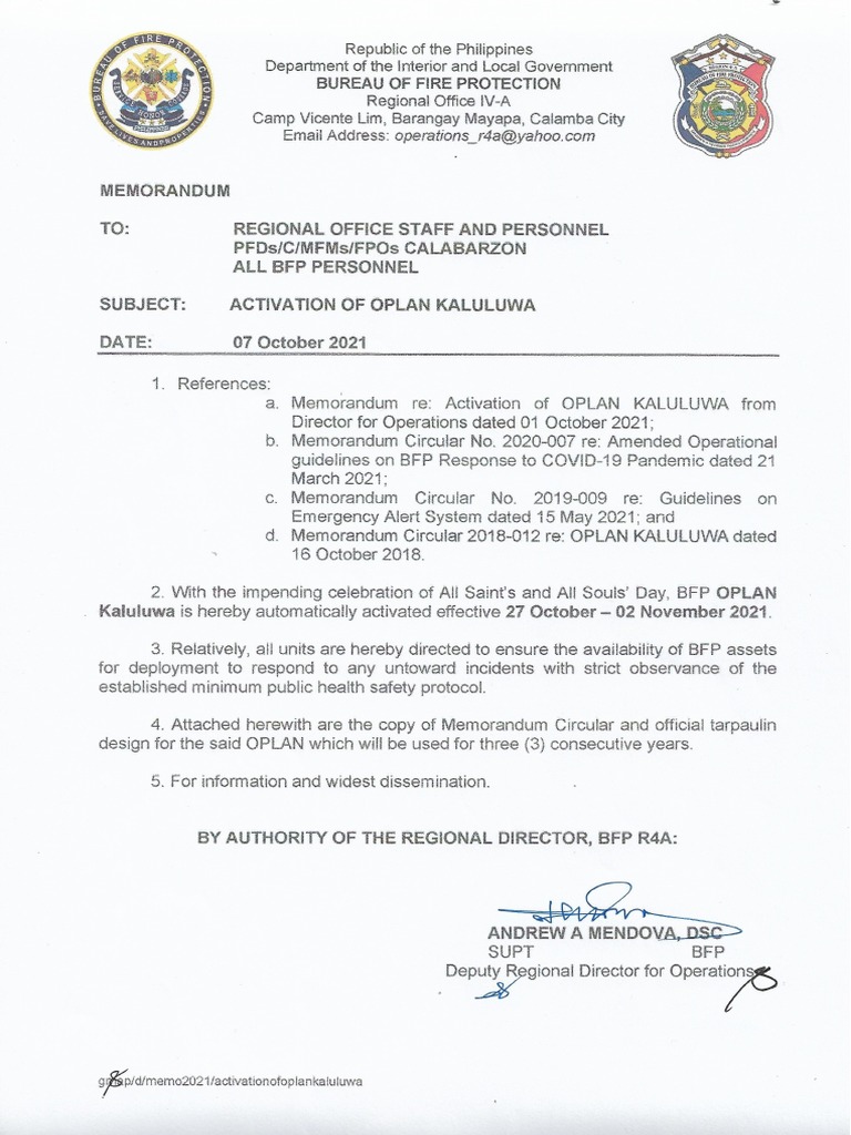 Activation of Oplan Kaluluwa | PDF