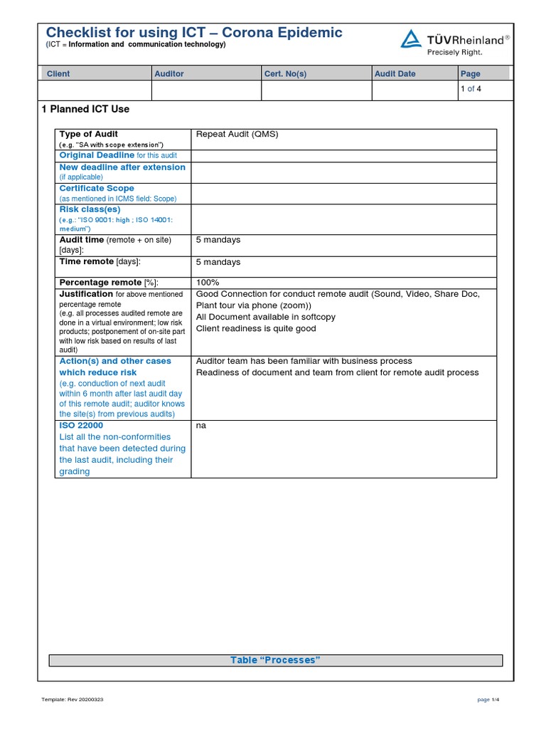 (CONTOH) ICT Checklist - Corona Epidemic | PDF | Audit | Information ...