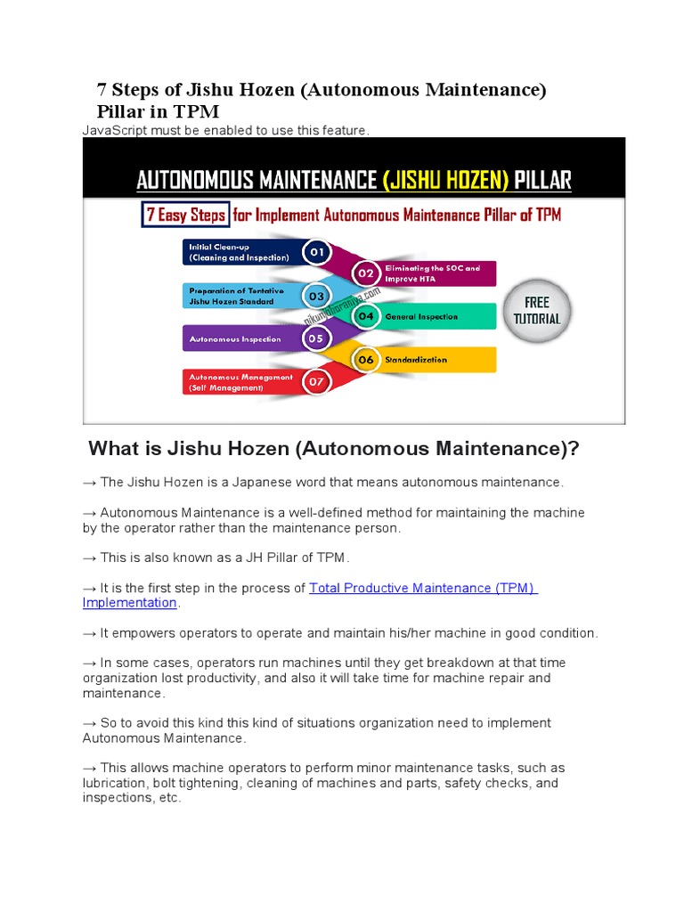 7 SETPS OF Autonomous Maintenance | PDF | Mechanical Engineering